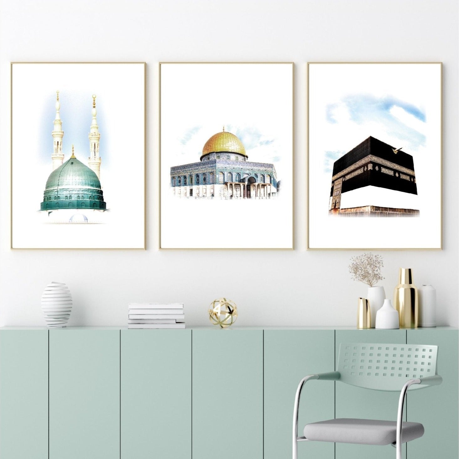 Kaaba, Mescid-i Nebevî and Kubbet'us-Sahra - Set (Poster Set ...